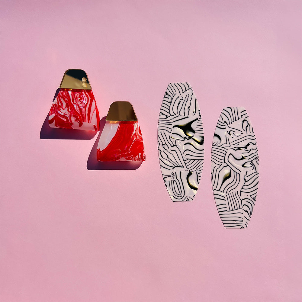 hoop skins | statement | red swirl & marble – Concrete Jellyfish