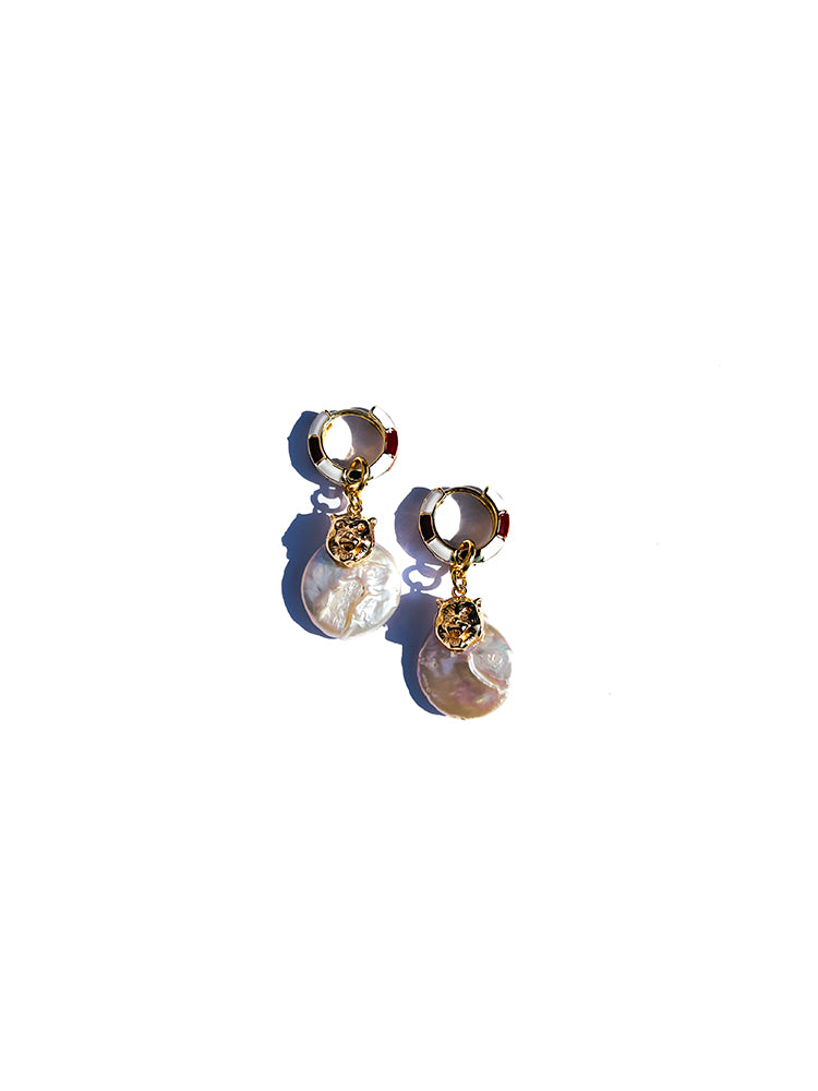 puma pearl | huggie hoop | handmade earrings – Concrete Jellyfish